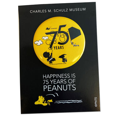 75 Years of Peanuts Button – CHARLES M. SCHULZ MUSEUM STORE