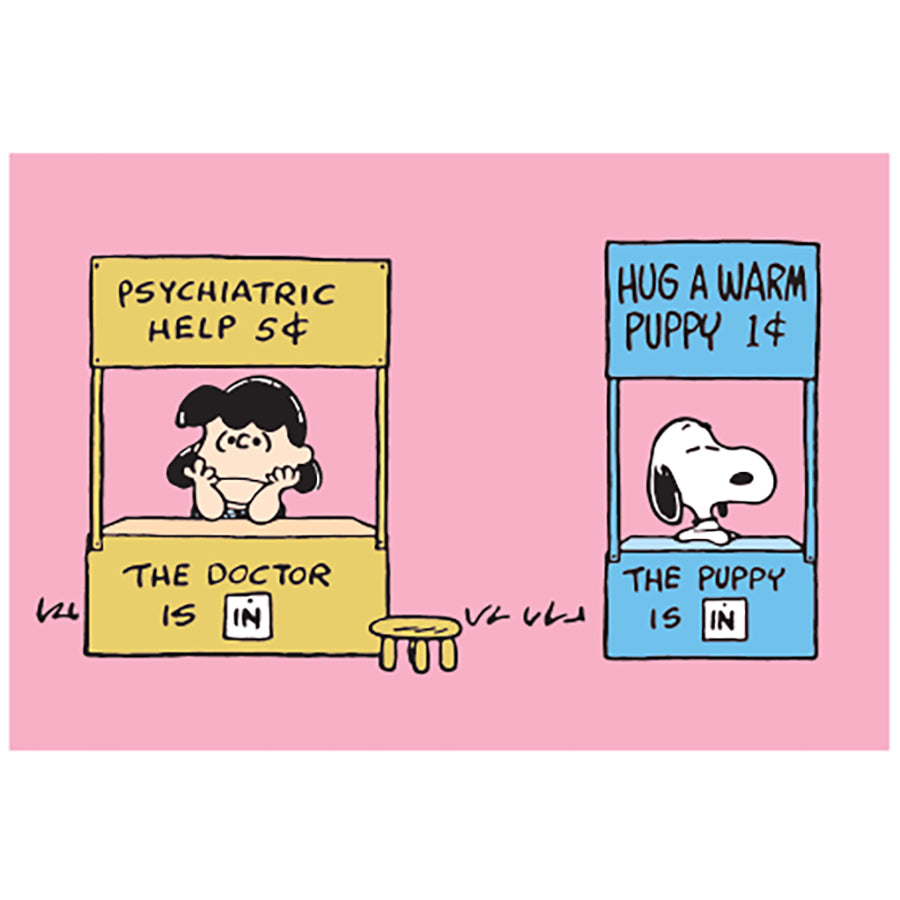 The Doctor Is In Postcard – CHARLES M. SCHULZ MUSEUM STORE